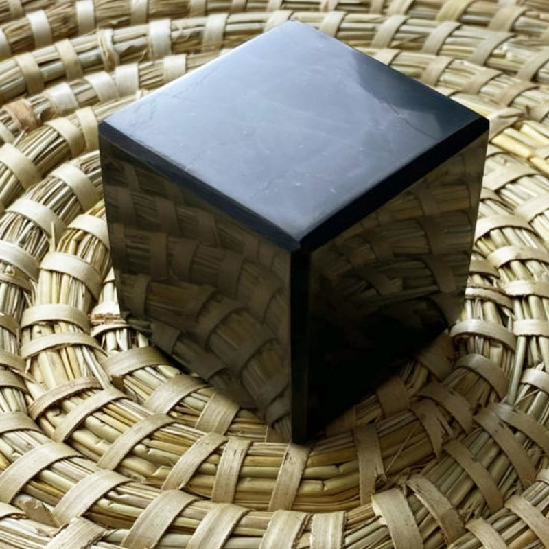 Shungite Polished Cube 10cm ,Authentic From Karelian Russia
