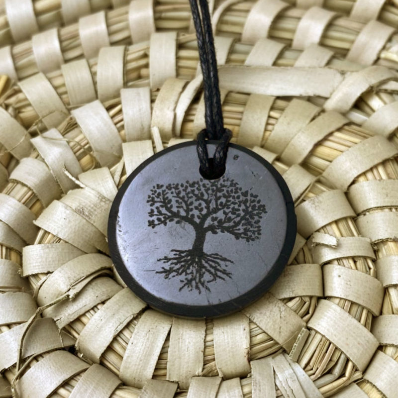 Shungite Pendant With Engraving "Tree of life" | Naturesupplies
